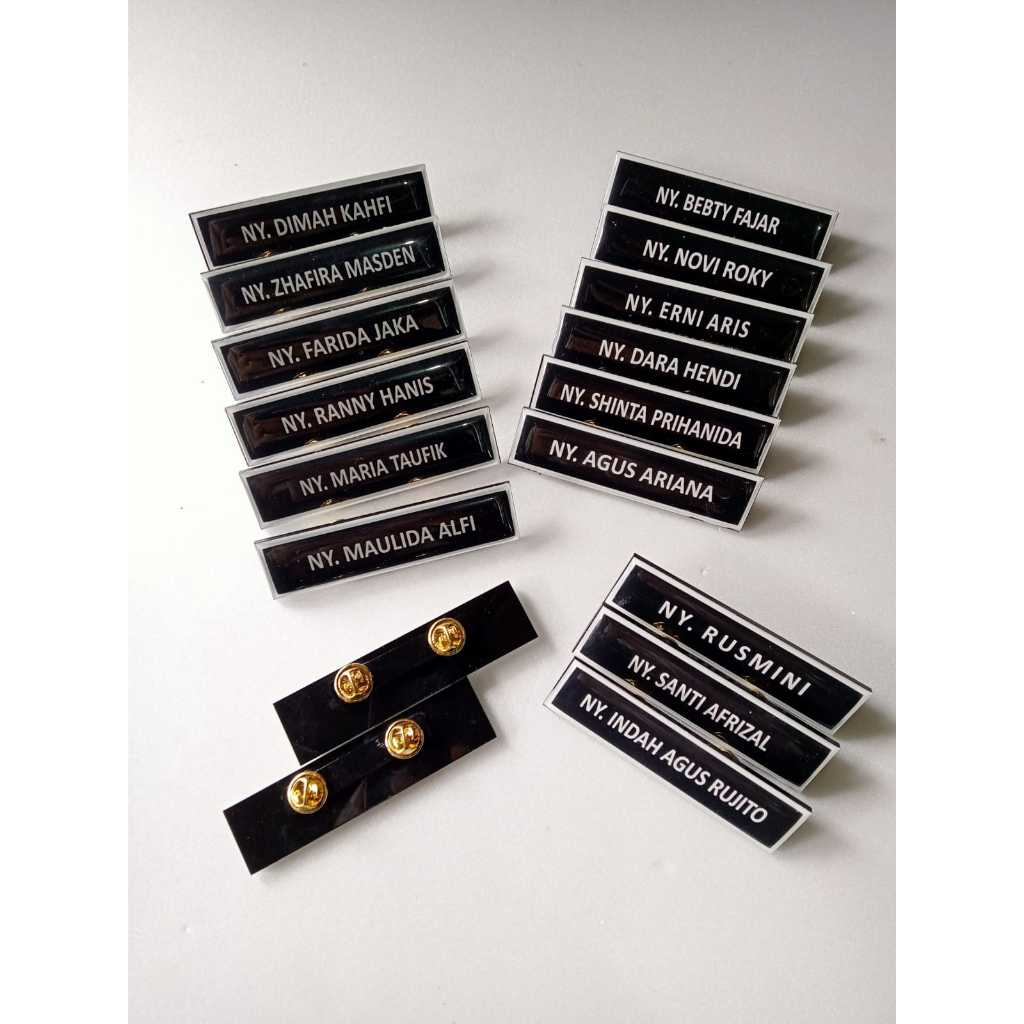 Jual NAME TAG PAPAN NAMA DADA AKRILIK RESIN CUSTOM PENITI / MAGNET ...