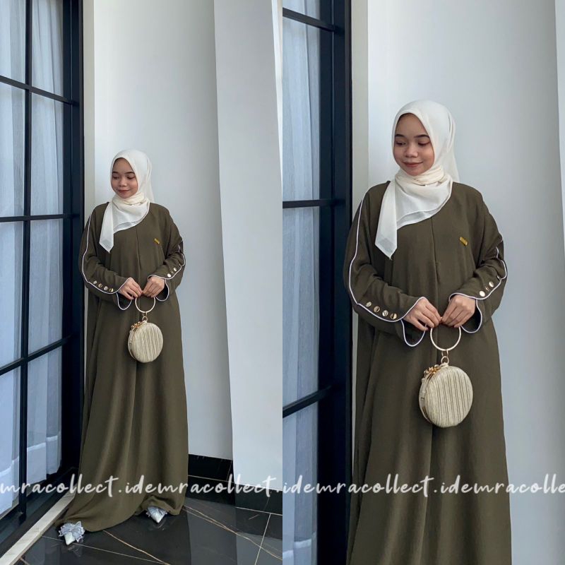 Jual Abaya Basic Habibah Premium Gamis Plain Umroh Daily Abaya Kancing Dress Gamis Batwing ...