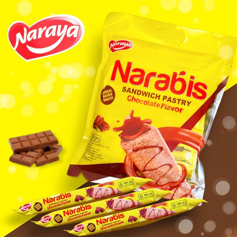 Jual HALAL NARAYA NARABIS SANDWICH PASTRY CHOCOLATE / MILK 240GR ...