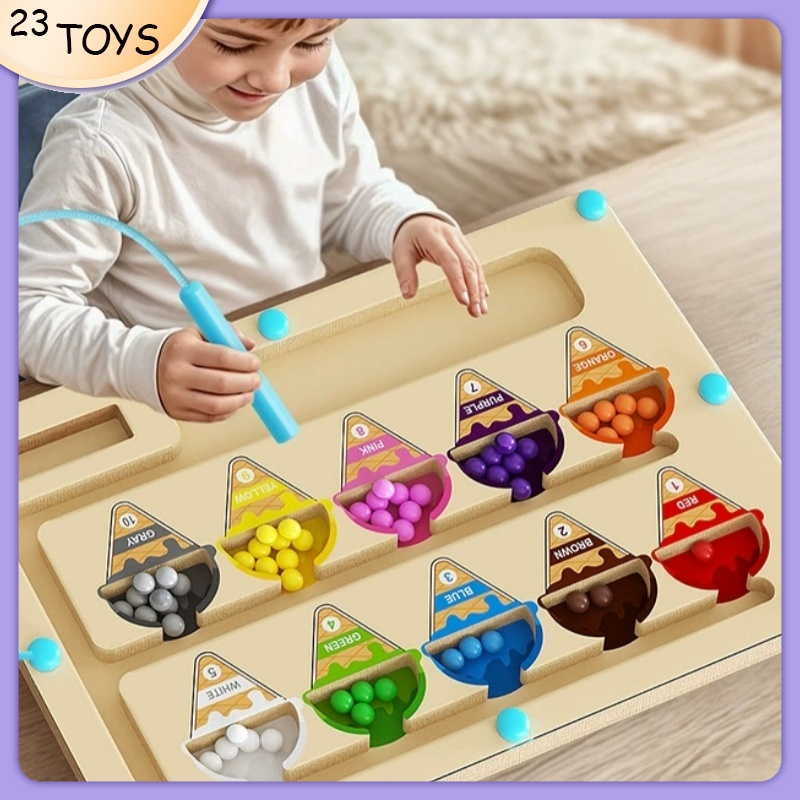 Jual Wooden Magnetic Counting Toy Color Sorting Maze Color ...