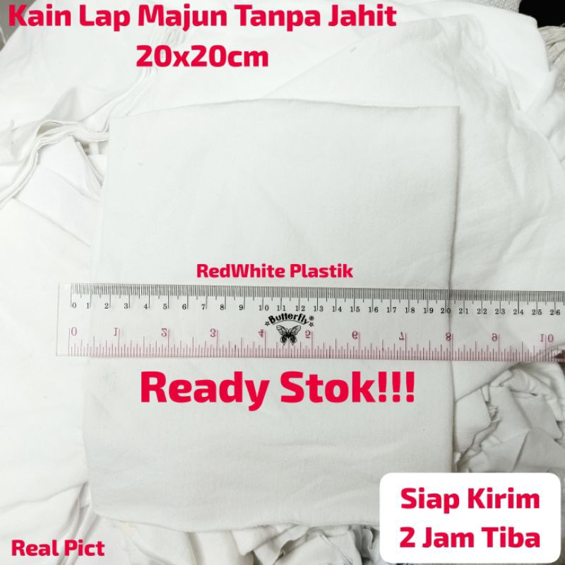 Jual KAIN LAP MAJUN PUTIH Tanpa Jahit UK 20x20cm Isi 1Kg | Shopee Indonesia