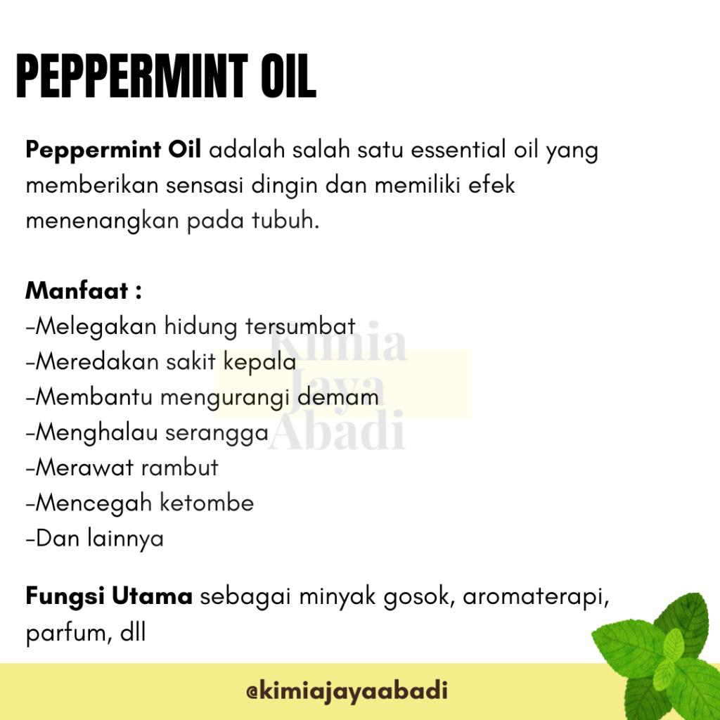 Jual Peppermint Essential Oil / Minyak Mint / Minyak Peppermint ASLI ...