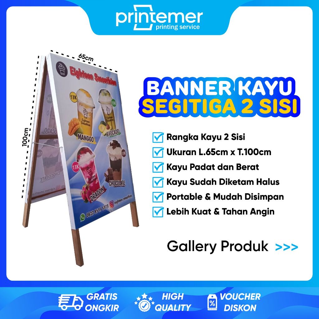 Jual PLANK BANNER KAYU SEGITIGA 2 SISI | TAHAN ANGIN !!! | Shopee Indonesia