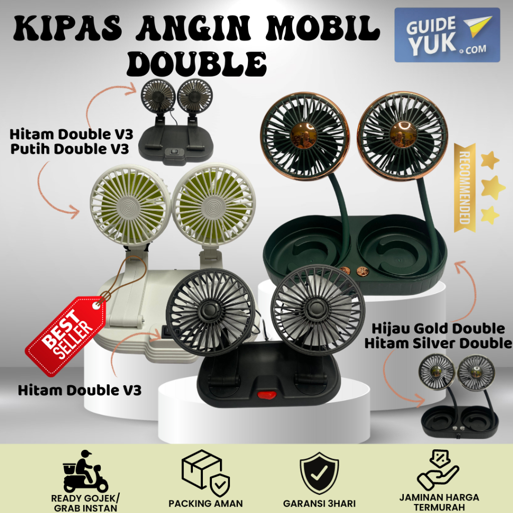Jual Kipas Angin mobil /kipas angin mini/kipas angin portable/Double ...