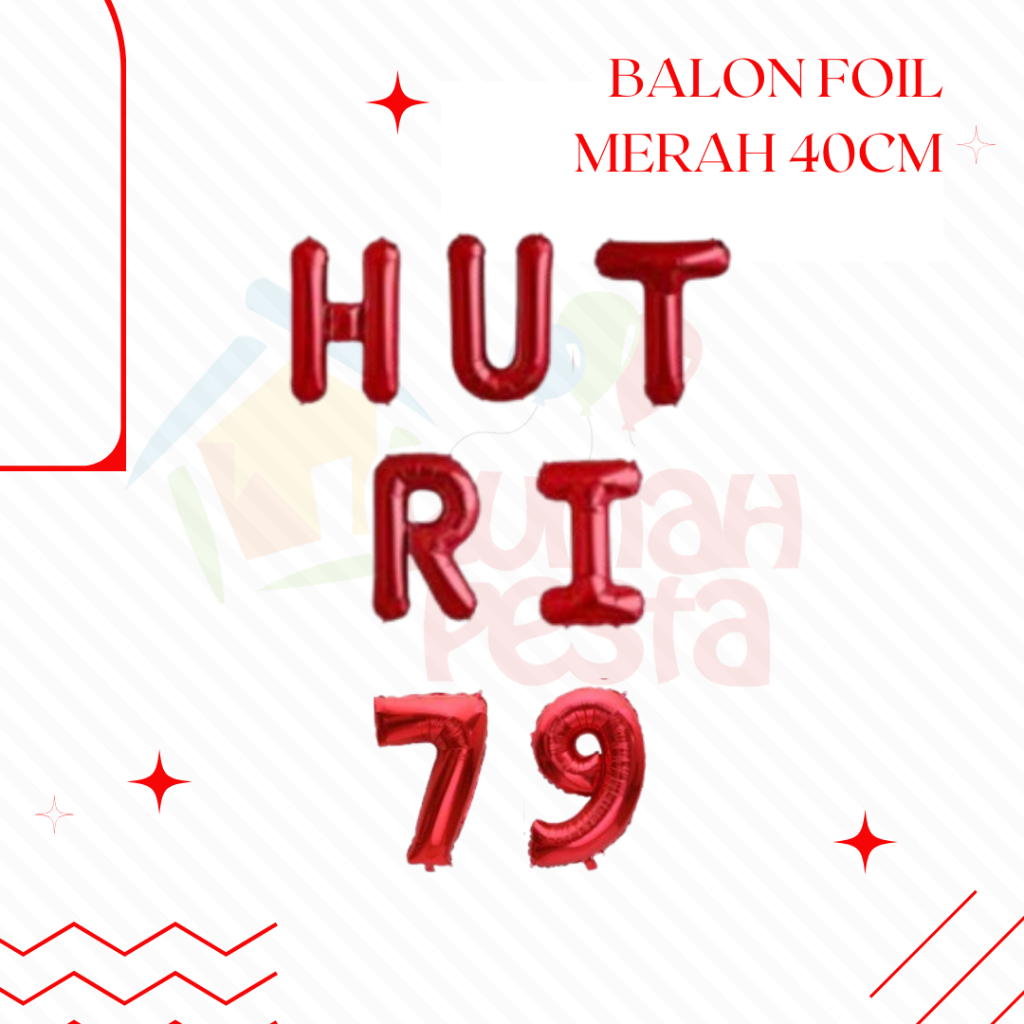 Jual BALON FOIL HURUF SET HUT RI 79 / BALON FOIL WARNA MERAH | Shopee ...