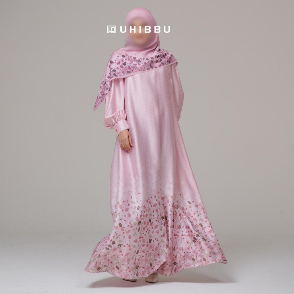 Jual Uhibbu Set Gamis Silk Floral & Hijab voal | Shopee Indonesia