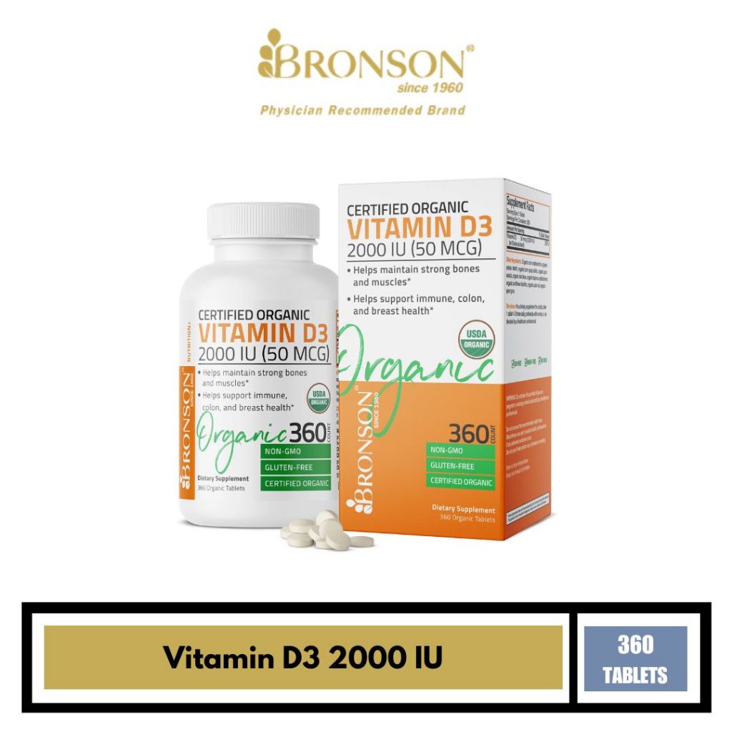 Jual BRONSON Vitamin D3 2000 IU USDA Certified Organic - 360 Tablet ...