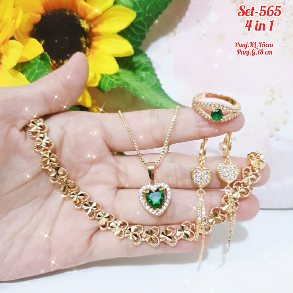 Jual SET PERHIASAN DEWASA 4 IN 1 MOTIF PERMATA WARNA /SET-565 | Shopee ...