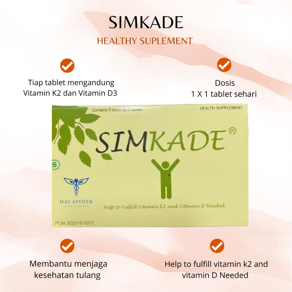 Jual Simkade Box 30 Tablet - Vitamin K2 + Vitamin D3 400 IU - Menjaga ...