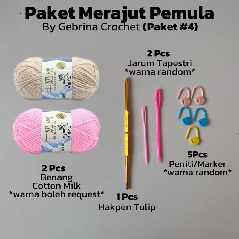 Jual GEBRINA PAKET STARTER KIT BELAJAR MERAJUT PEMULA - ALAT & BAHAN ...