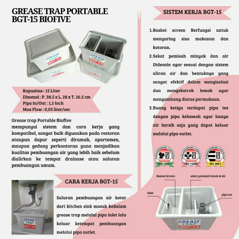 Jual GREASE TRAP PORTABLE BGT 15 PERANGKAP LEMAK MEMBANDEL | Shopee ...