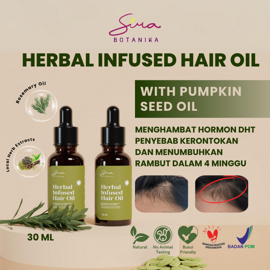 Jual HERBAL INFUSED Hair Oil with Rosemary Oil and Pumpkin Seed Oil ...