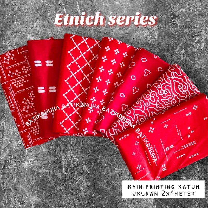 Jual kain batik merah putih motif etnik kontemporer ukuran 2x1m batik ...
