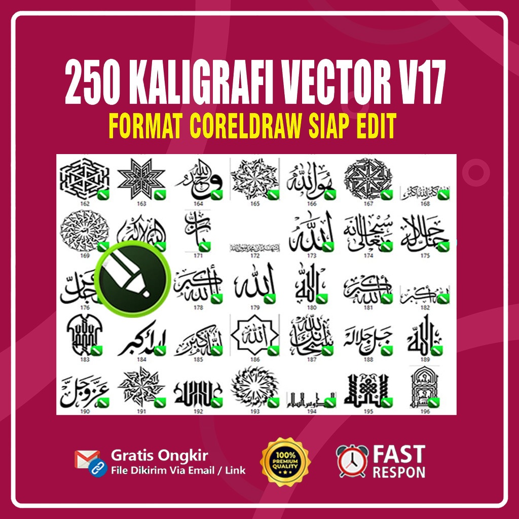 Jual 250 Desain Kaligrafi Vector CorelDraw v17 Siap Edit | Shopee Indonesia
