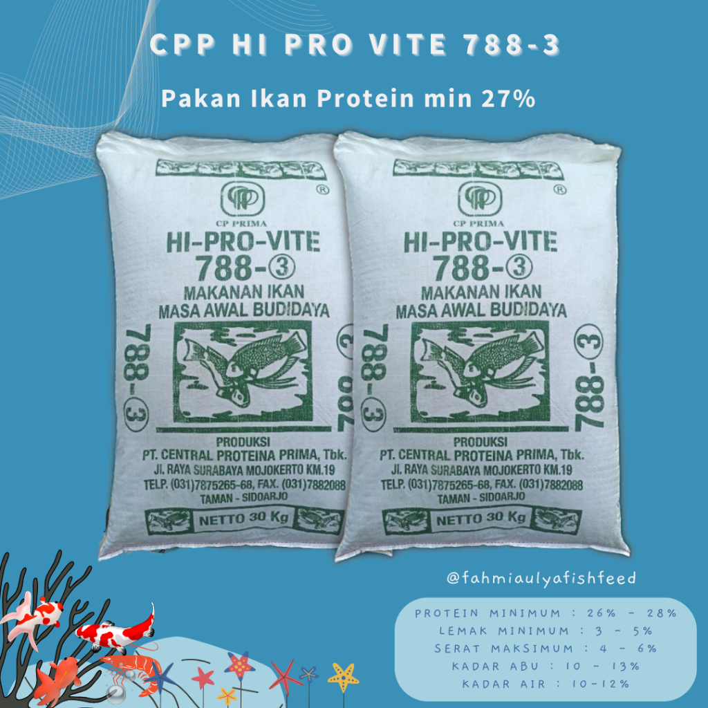 Jual Pelet Ikan Pakan Ikan HI-PRO-VITE 788-2SP &- 3 (30 kg) | CP PRIMA ...