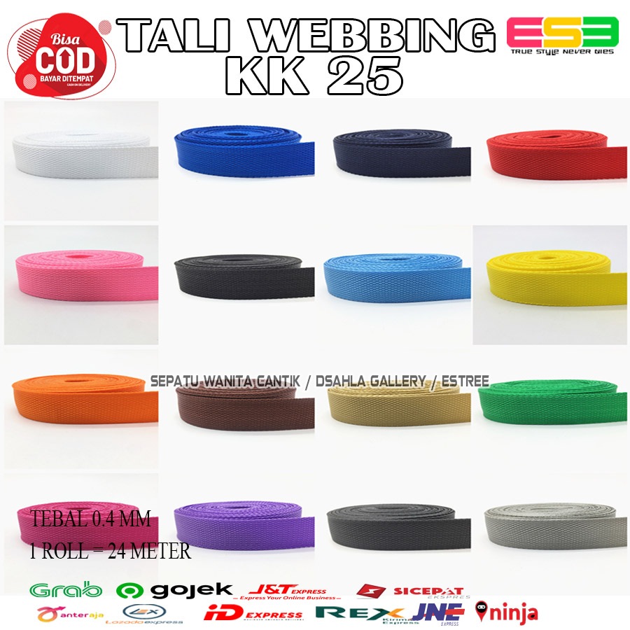Jual Tali webbing warna Hijau Stabilo / Tali Webing 2.5 cm Tebal Kuat/ Tali Sling / Tali Webbing ...