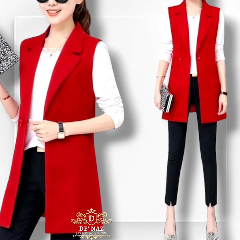 Jual Jas Rompi Blazer Wanita Long Korean Stylish, Outer Blazer Rompi ...