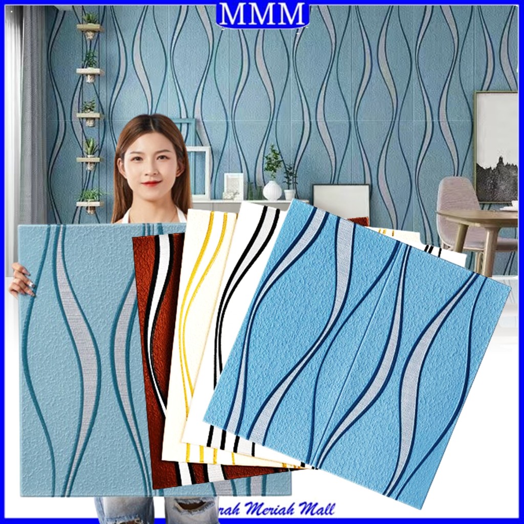 Jual MMM Walpapper Dinding Foam Wallpaper 3D 70X70cm Motif Gelombang ...