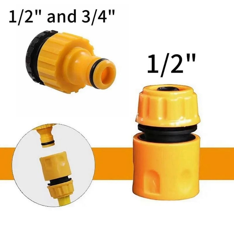 Jual 1 set adaptor kran drat 1/2 - 3/4 inch dan quick connector selang ...