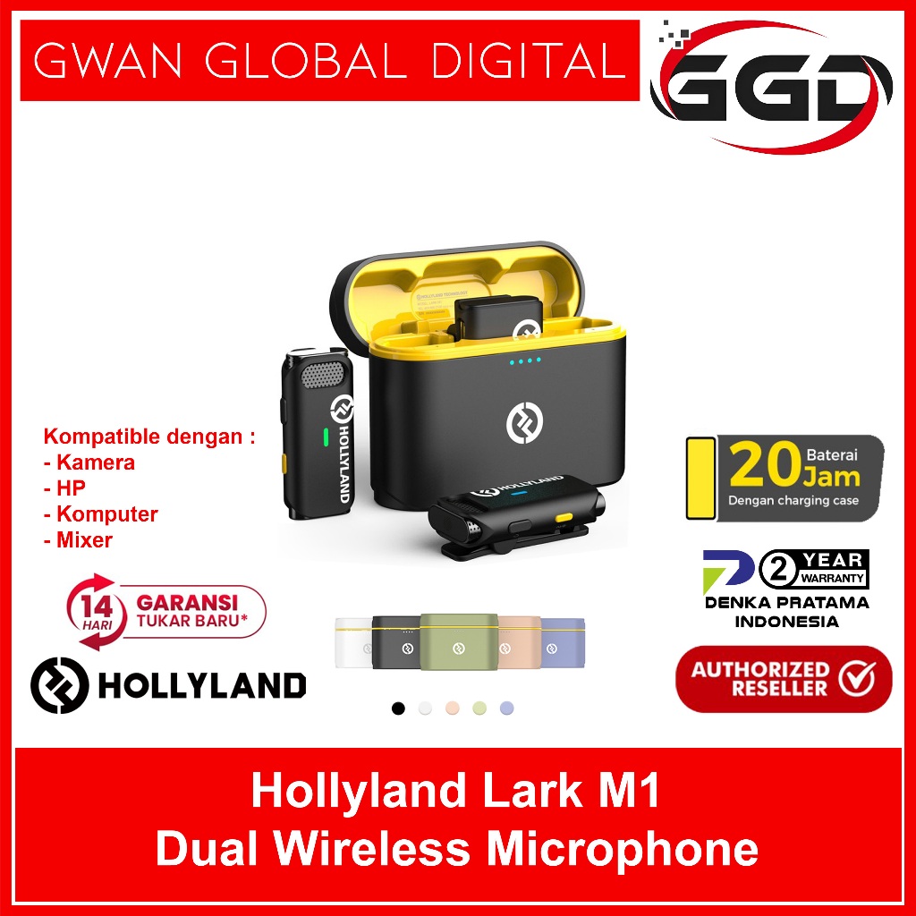 Jual Hollyland Lark M1 Duo All-In-One Dual Wireless Lavalier Microphone ...