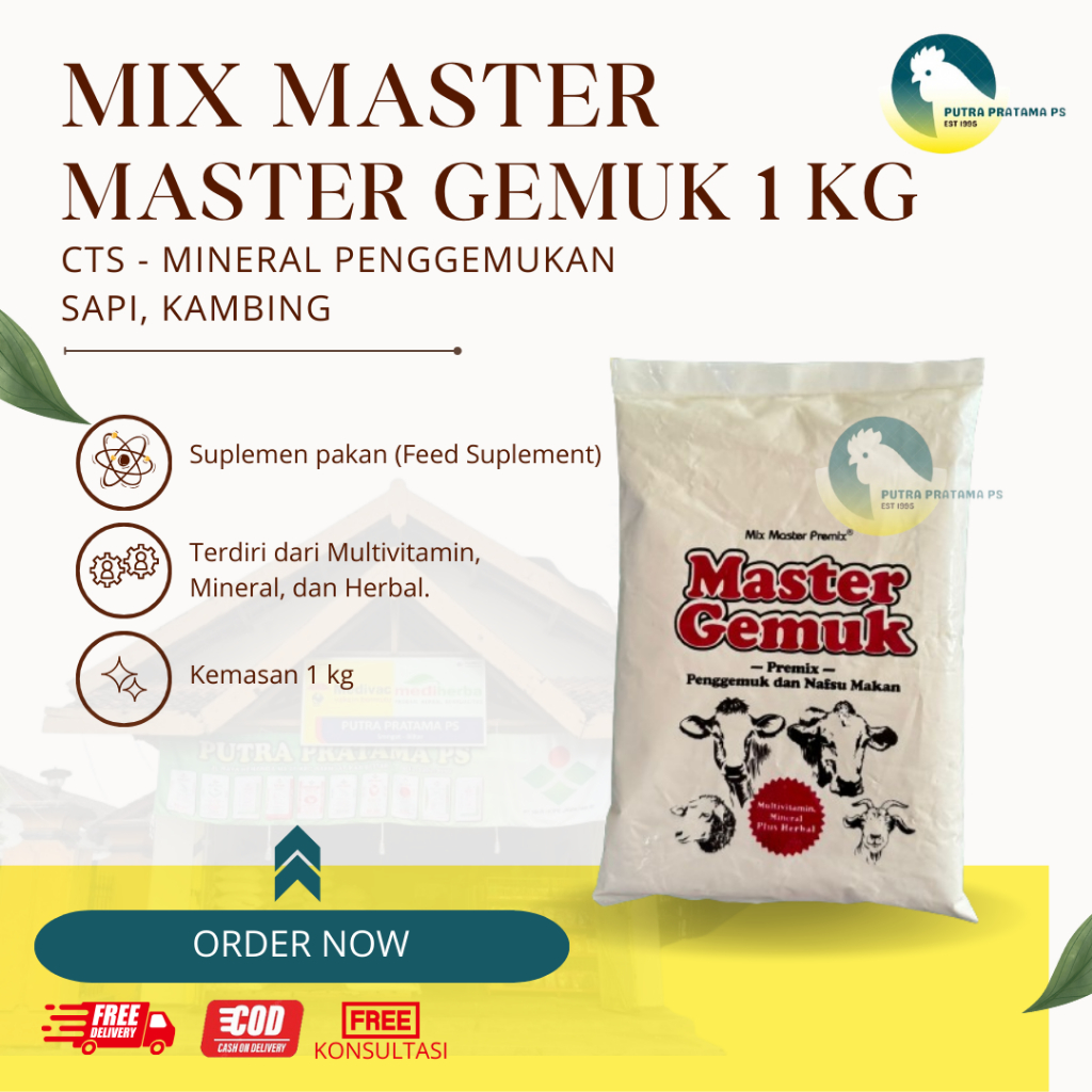 Jual Mix Master Premix MASTER GEMUK 1 Kg Masternya Penggemukan Sapi ...