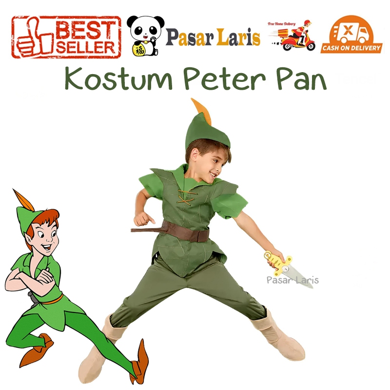 Jual Kostum Peter Pan Set Lengkap Baju Peri Cosplay Fairy Robin Hood ...