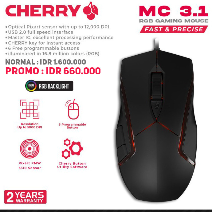 Jual CHERRY MC 3.1 / MC 31 RGB gaming mouse for sportive gaming CherryMx | Shopee Indonesia