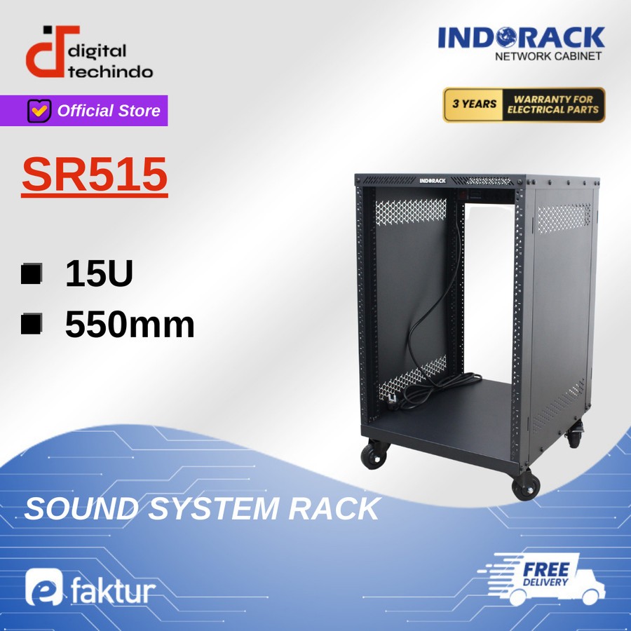 Jual Rack Audio 15U Depth 550mm Rak Audio Sound System SR515 INDORACK ...