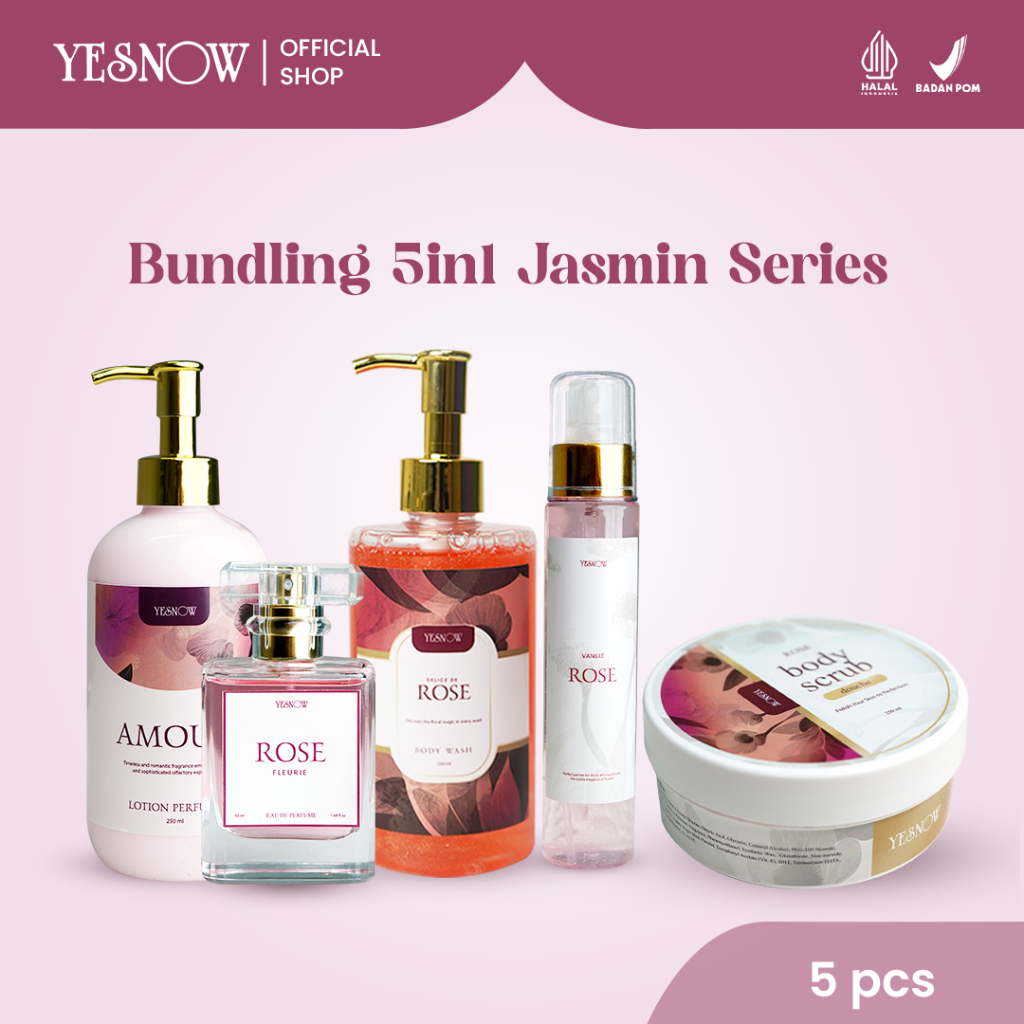 Jual Bundling Package 5in1 Fleurie Series Yesnow ( Body Scrub + Body Wash + Body Lotion + New ...