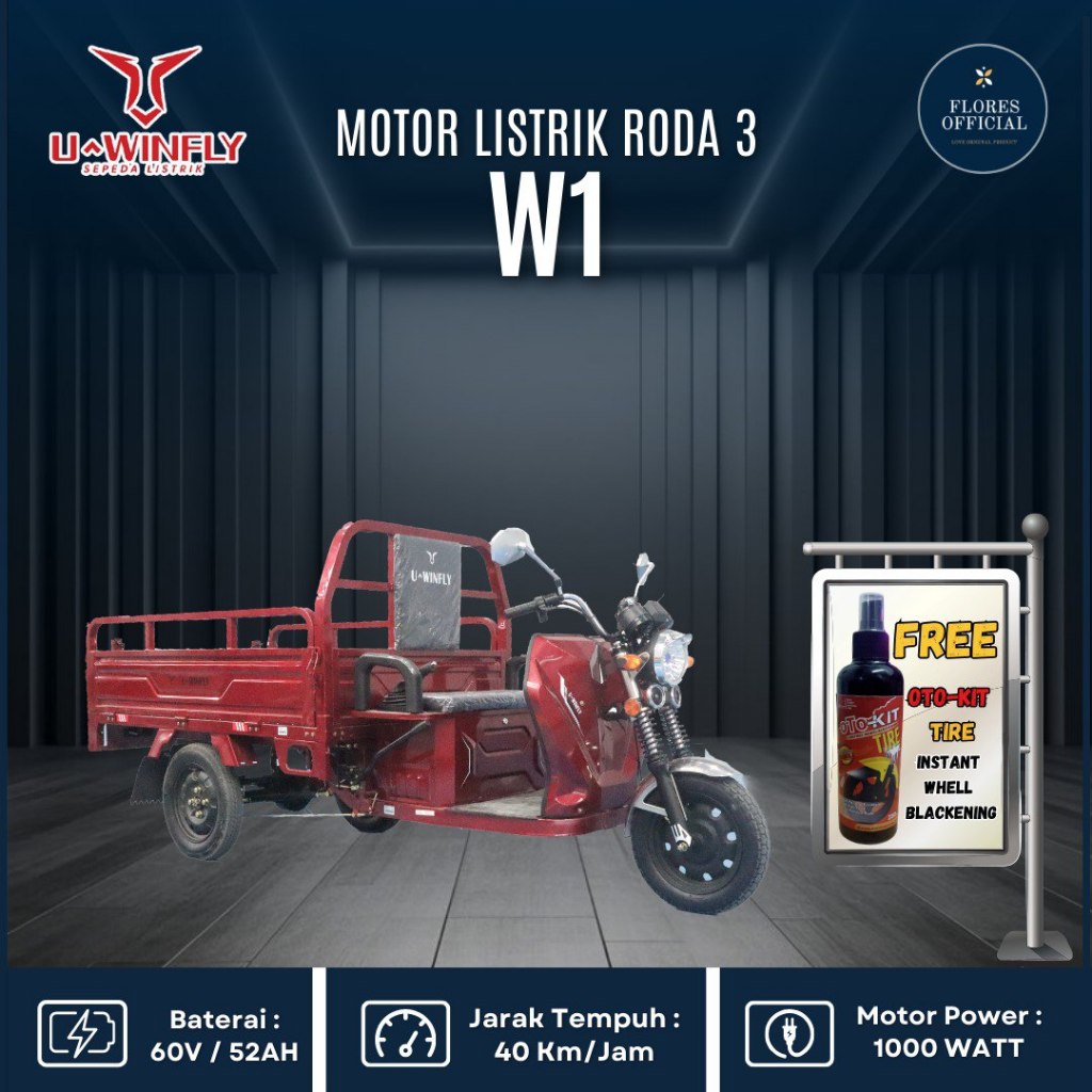 Jual Motor Listrik Roda Tiga Uwinfly W1 Kendaraan Niaga - Merah - Merah ...