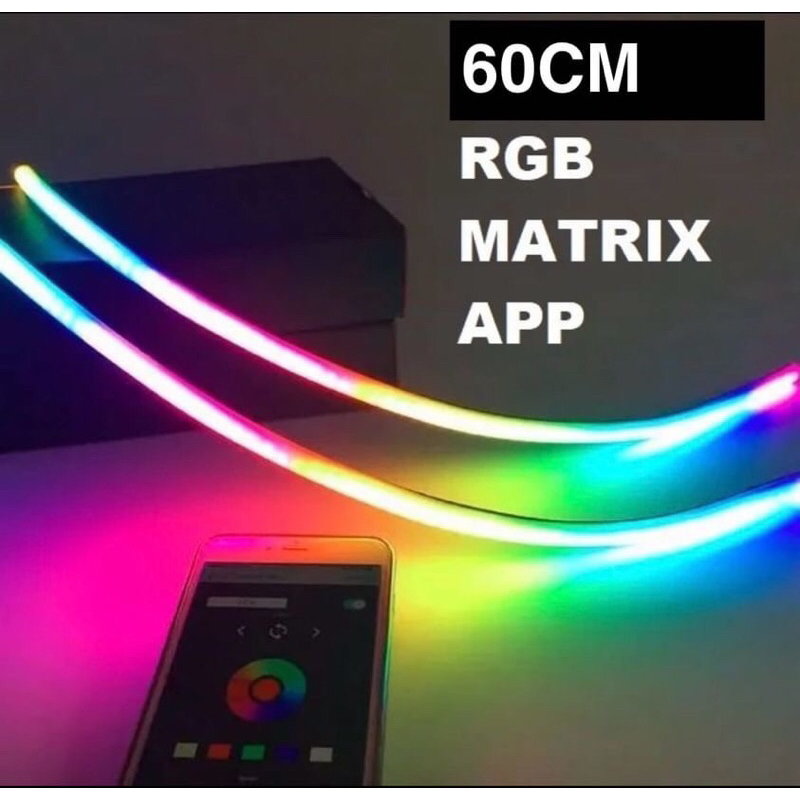 Jual Lampu LED DRL Alis Flexible Matrix WRGB App 60CM RGB Matrix DC 12V ...