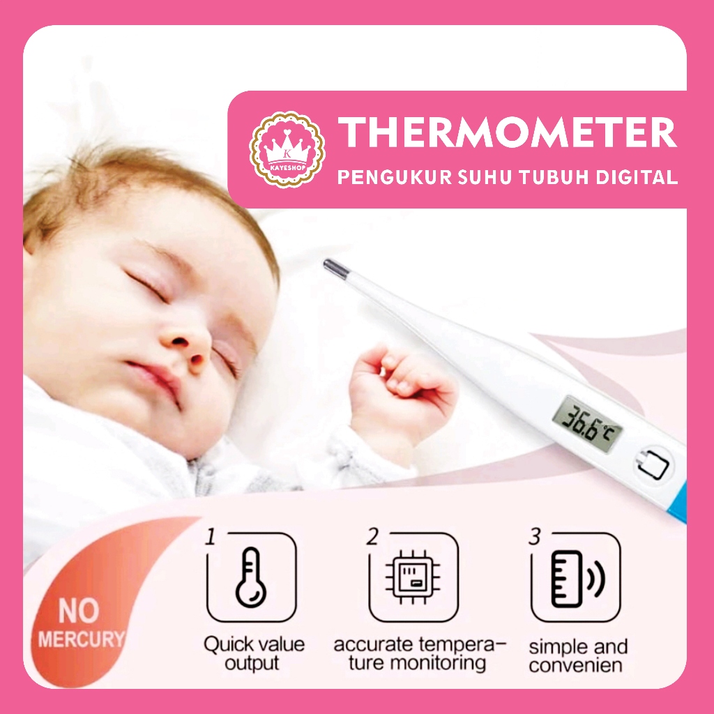 Jual Thermometer Digital Pengukur Suhu Badan Tubuh Anak Bayi Termometer ...