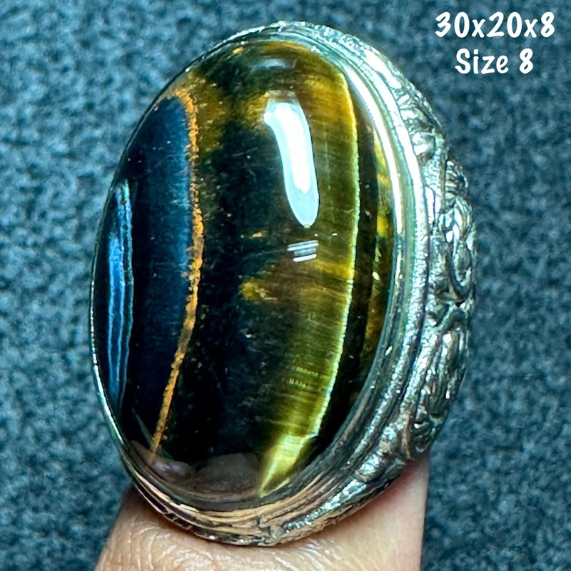 Jual Cincin Batu Akik Natural Tiger Eye Giwang Jumbo (asli alam ...