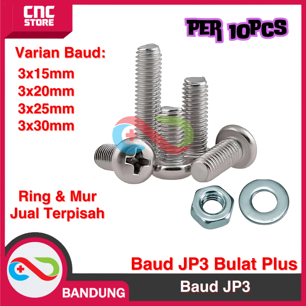 Jual 10Pcs BAUT BAUD RING MUR JP3 M3 M3x15 M3x20 M3x25 M3x30 | Shopee Indonesia