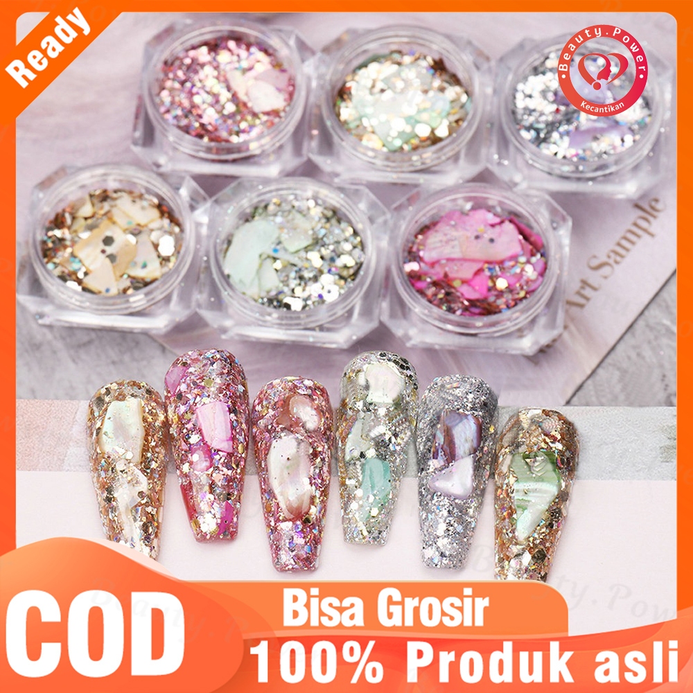 Jual Bubuk Glitter Sequin Kristal Campur Warna Kutek Gel UV Dekorasi Nail Art DIY | Shopee Indonesia