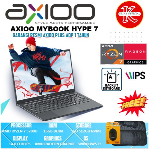 Jual Laptop AXIOO HYPE 7 Spek Gaming AMD RYZEN 7 5700U RAM 16GB SSD ...