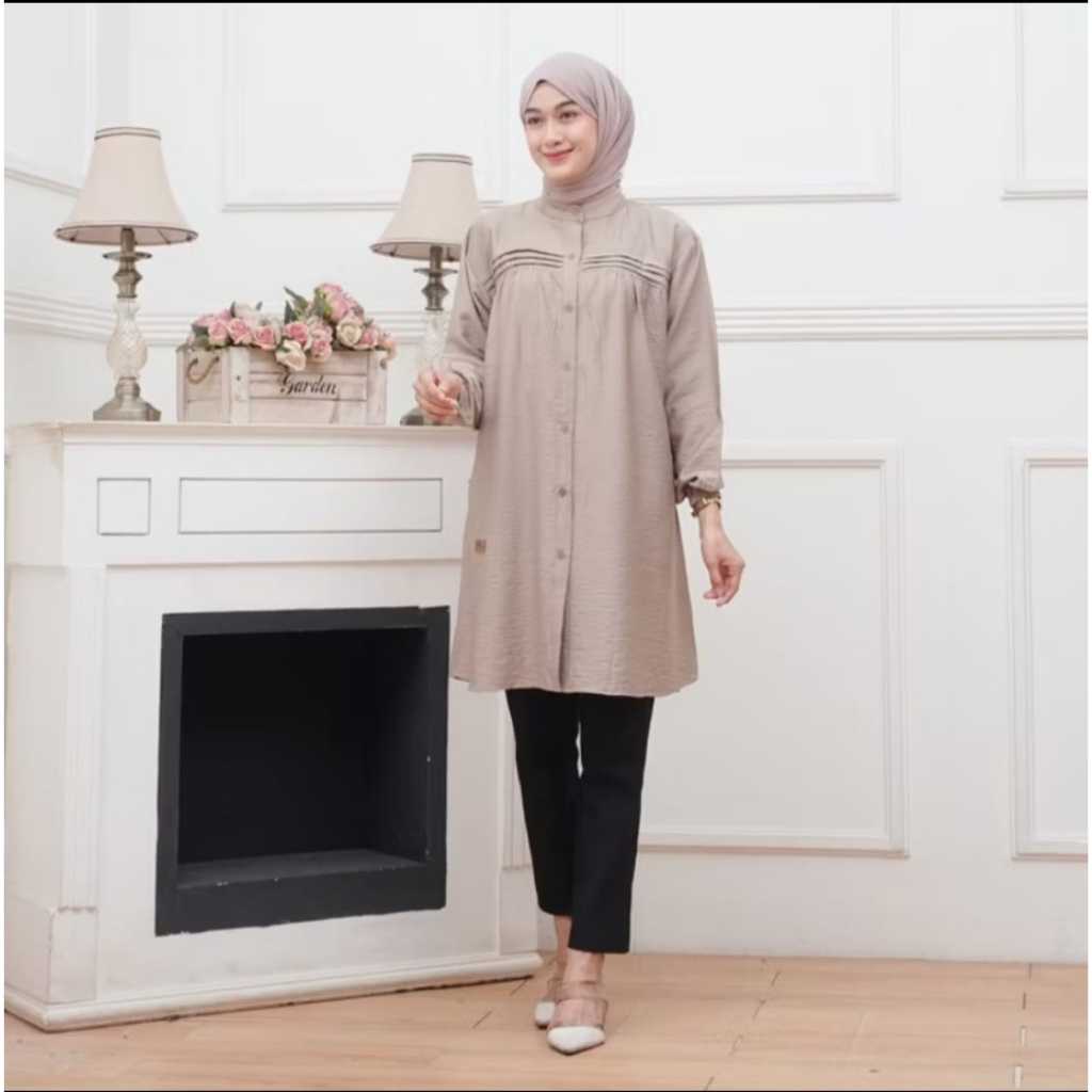 Jual ANISA long tunik polo linen premium/tunik wanita Model Terbaru ...