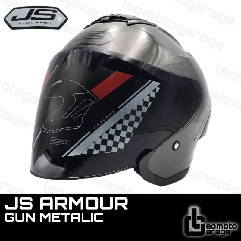 Jual HELM JS ARMOR HELM HALF FACE GUN METALIC | Shopee Indonesia