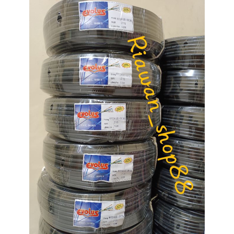 Jual kabel listrik/audio Evolus 2X1,5 ( 50meter ) isi 2serabut jamin ...