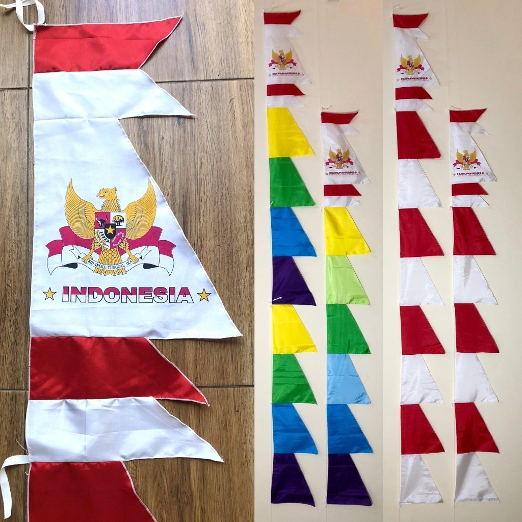 Jual Bendera Umbul-Umbul Merah Putih Zig Zag Mahkota Garuda 9 mata Panjang +- 3 Meter | Shopee ...