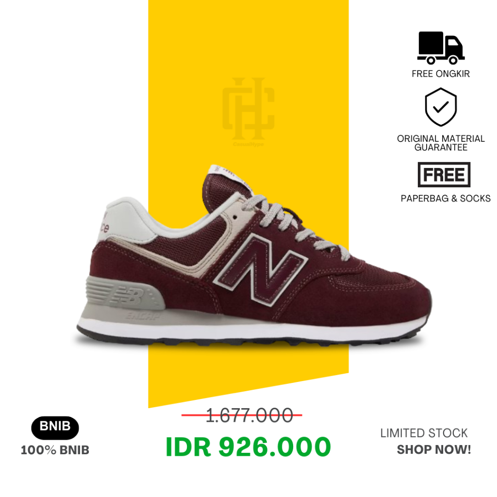 Jual Sepatu Running New Balance 574 Burgundy 100% BNIB Authentic ...