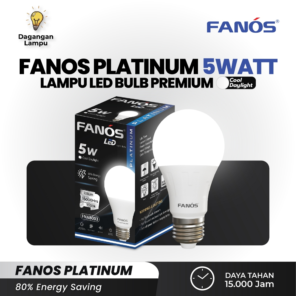 Jual Lampu LED Bohlam FANOS Platinum 5 Watt Lampu Led Light Bulb (CDL) - Cool DayLight | Shopee ...