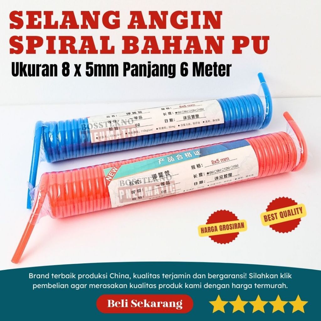 Jual SELANG KOMPRESSOR SPIRAL SELANG ANGIN ELASTIS BAHAN PU ...