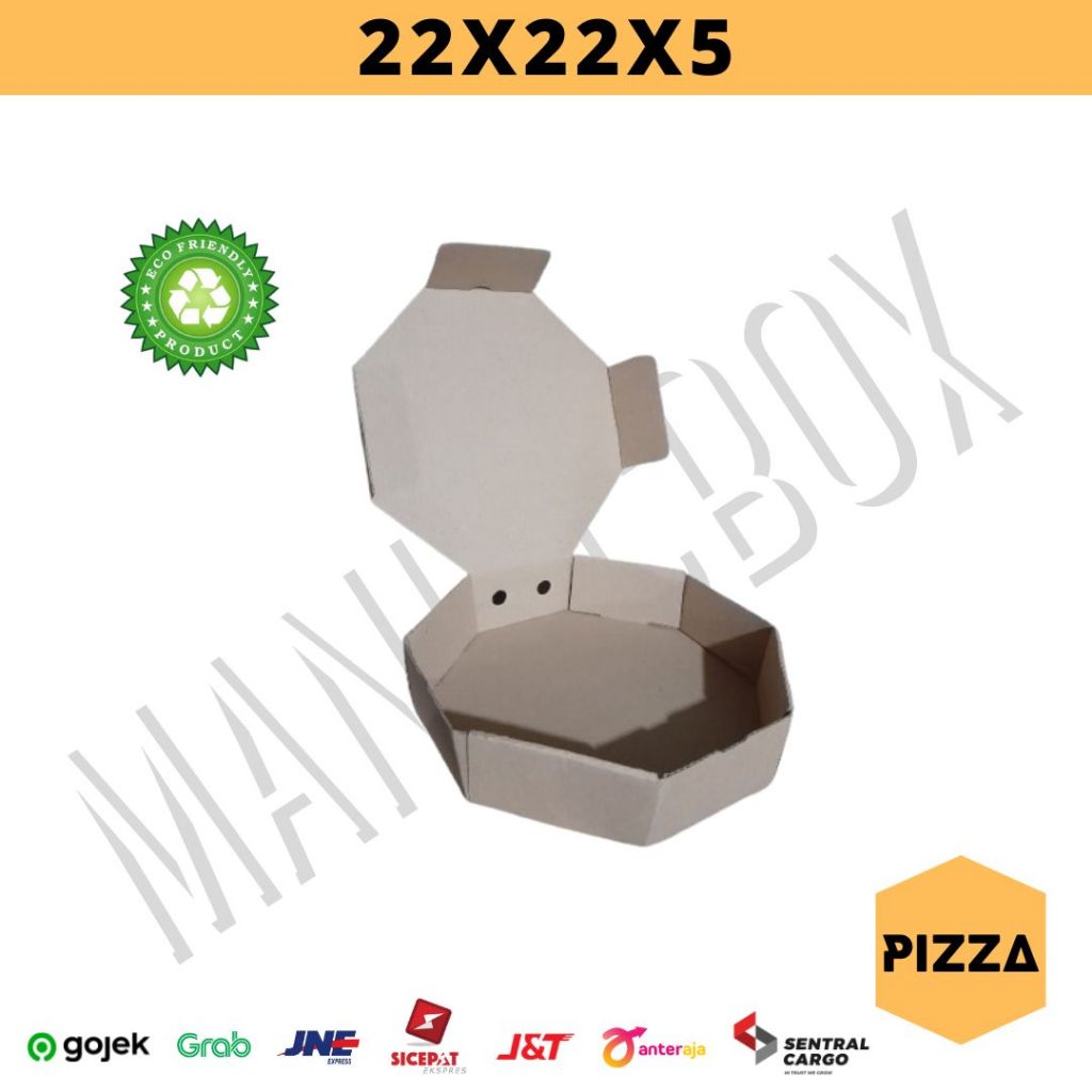 Jual Kardus kemasan 22x22x5 cm model pizza bulat / segi delapan / segi8 ...