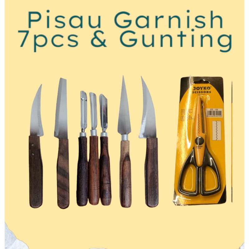 Jual pisau garnish isi 7pcs dan gunting zigzag / pisau garnish / pisau ...