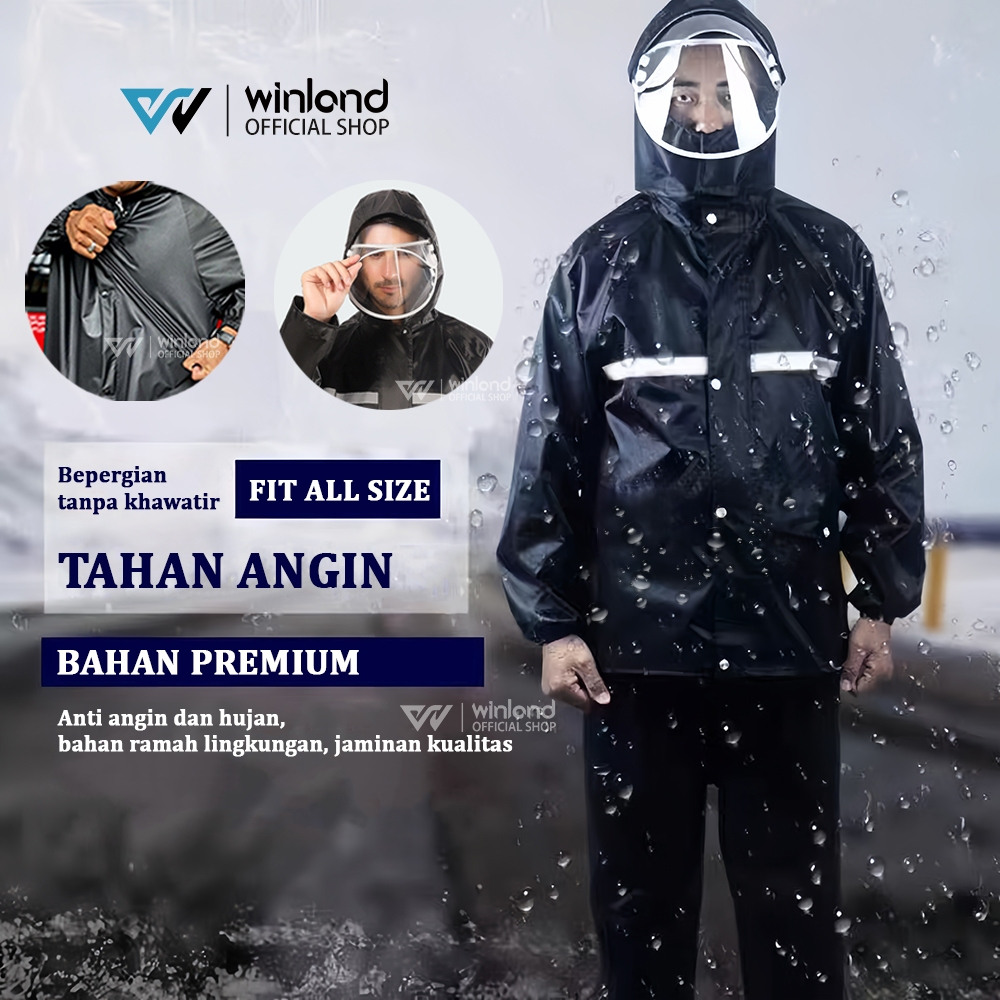 Jual WINLAND JAS HUJAN, RAINCOAT Pria /Wanita Terbaik Anti Rembes black | Shopee Indonesia