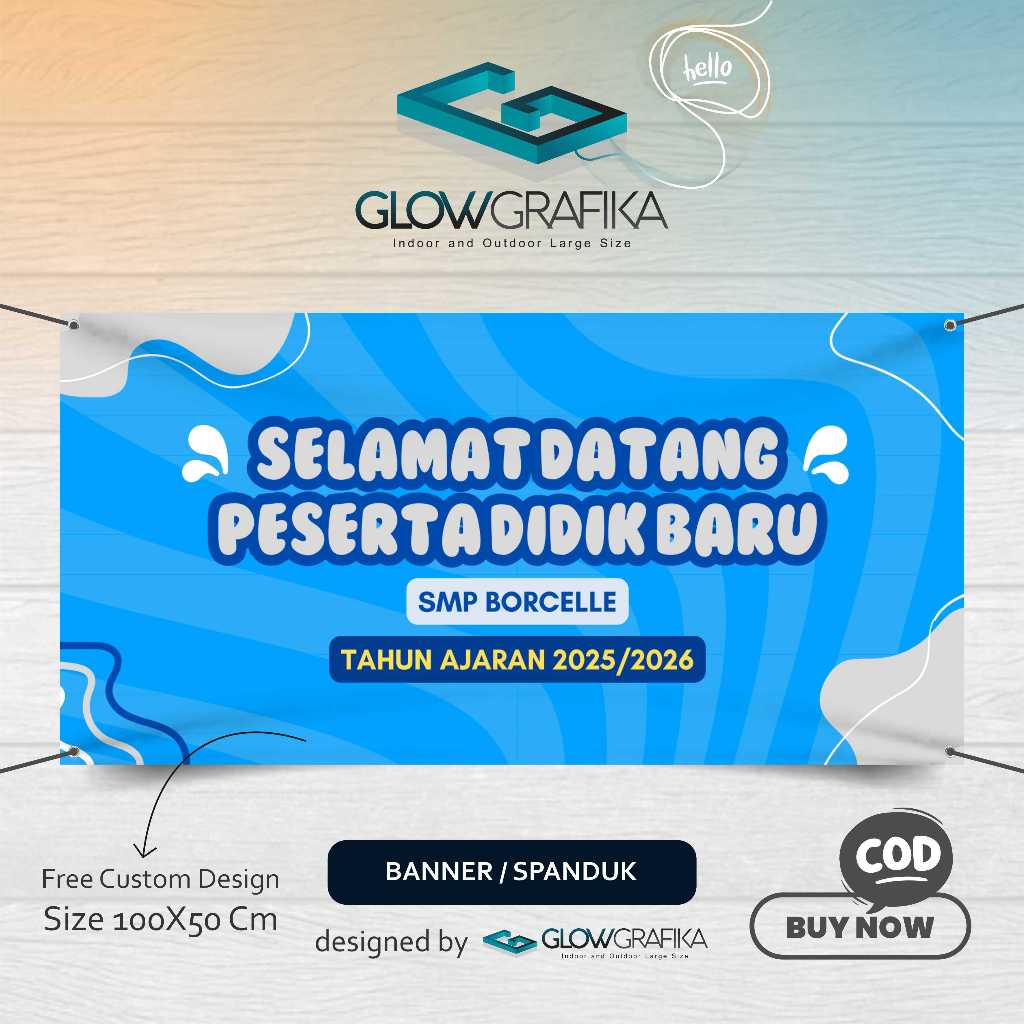 Jual Cetak Spanduk Banner MMT Biru Putih Selamat Datang Peserta Didik ...
