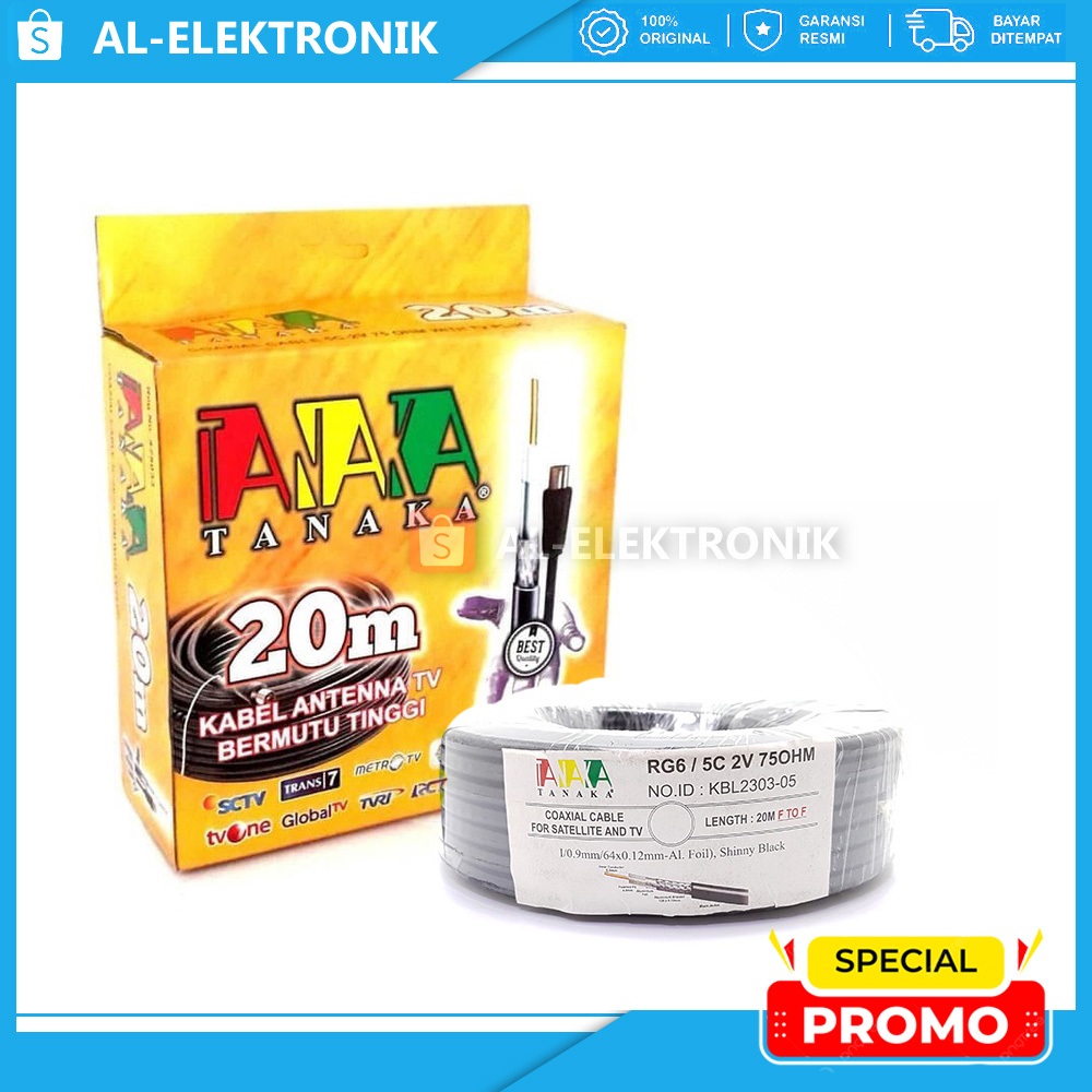 Jual KABEL ANTENA TANAKA TV DIGITAL Kabel Antena TV RG6 5C + Jack TV Coaxial Cable + JACK ...