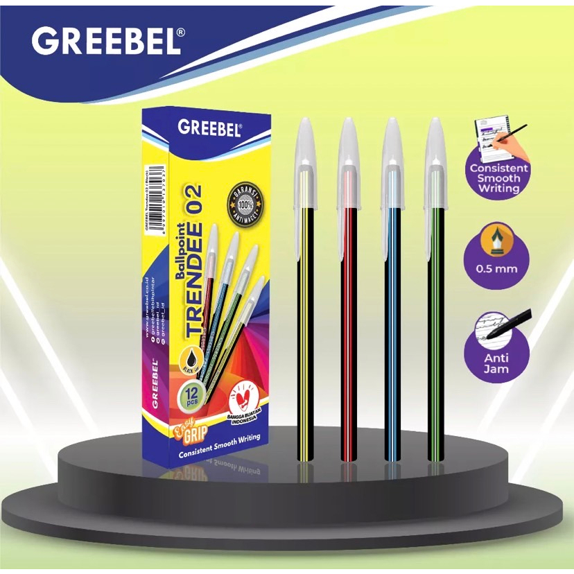 Jual BOLPEN GREEBEL BALLPEN TRENDEE 02 ISI 12 HITAM / PACK | Shopee ...