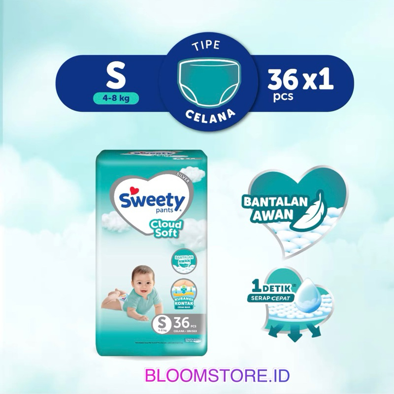 Jual SWEETY SILVER Pant Pants Popok S38 Cloud Soft Celana Sekali Pakai Diaper Baby Bayi Diapers ...
